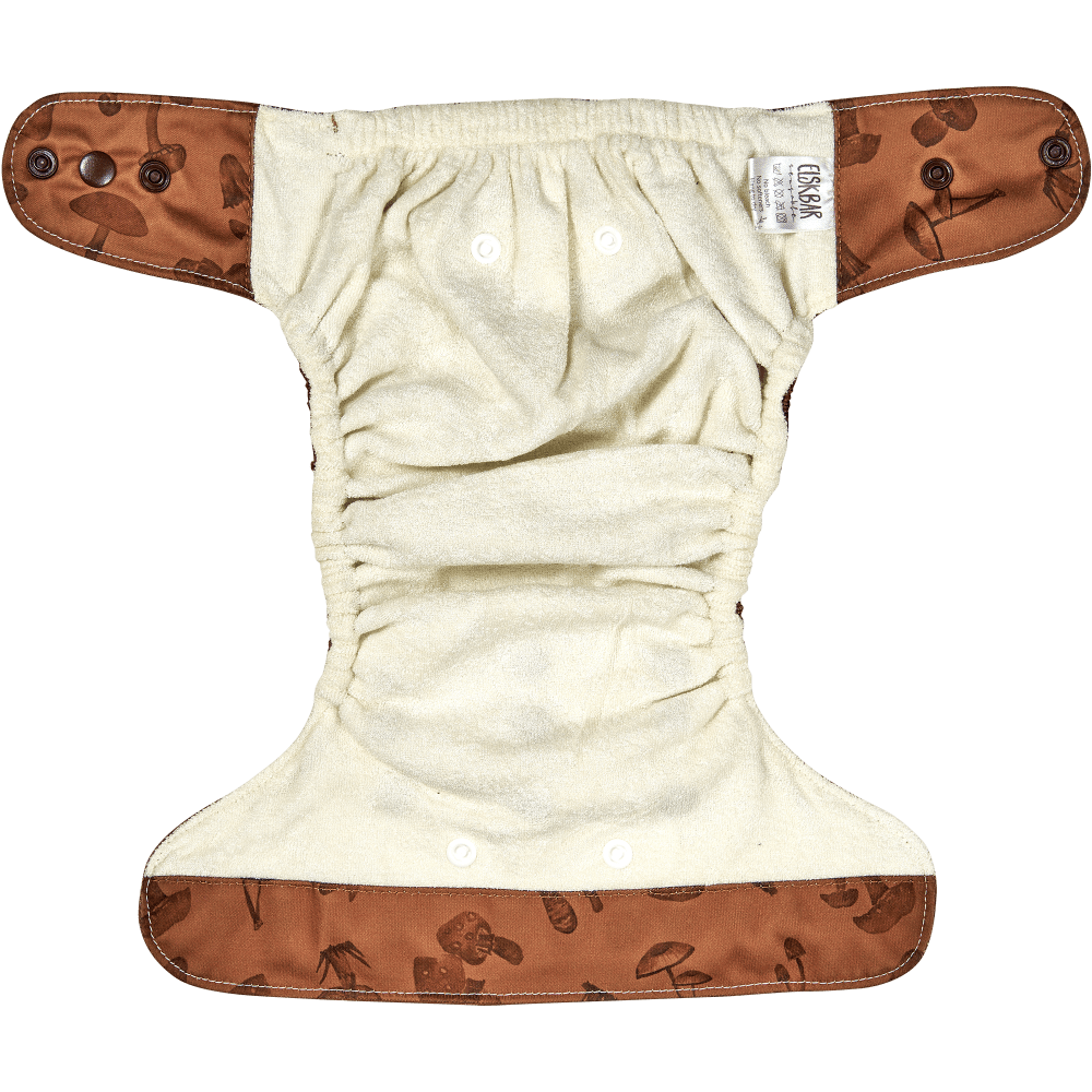 Natural Snap-In - Mushrooms - AIO Cloth Diaper In Organic Cotton | Elskbar